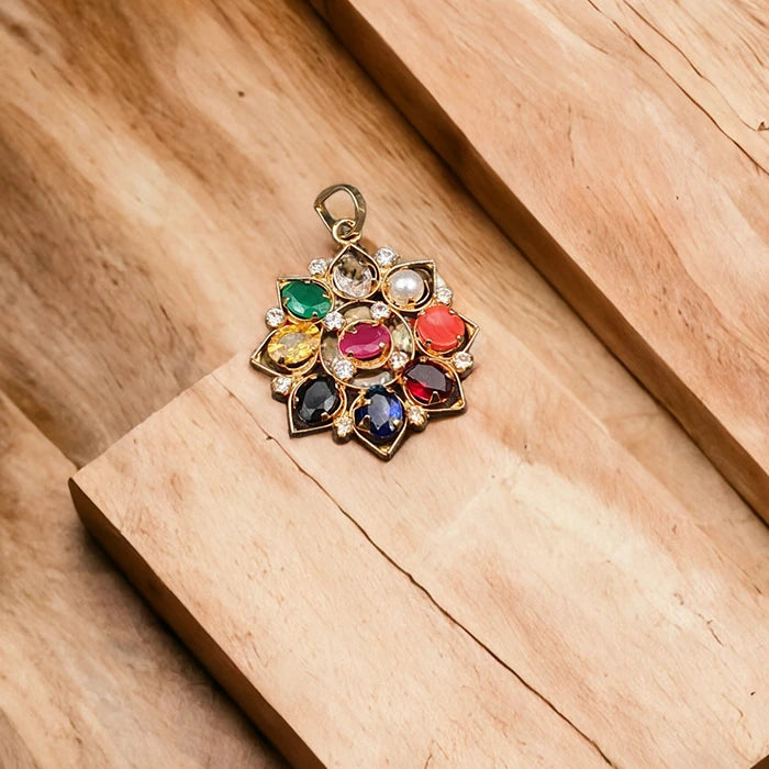 Crystal Navratna Stone Locket – Dharmsaar