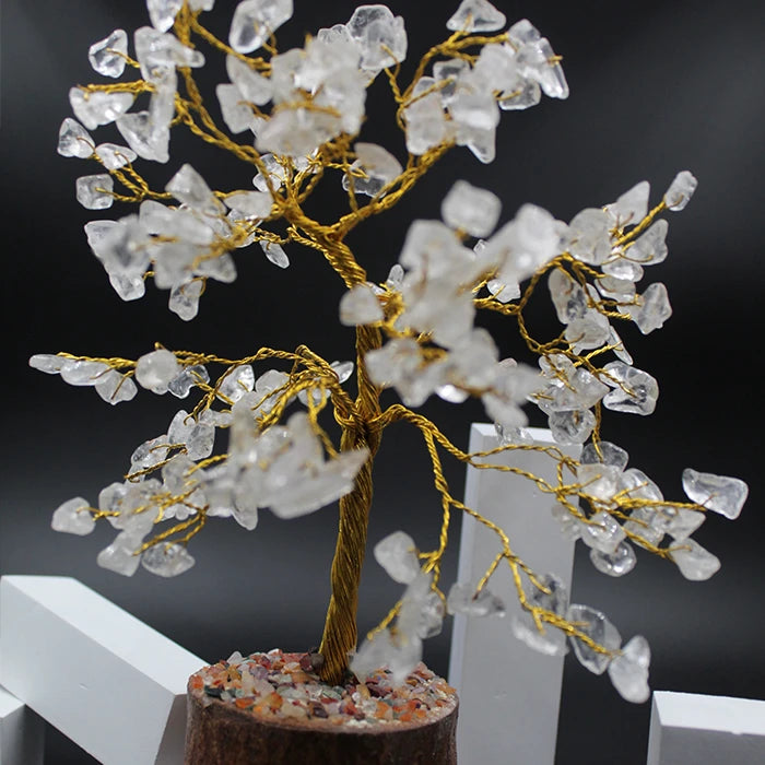 White Stone Tree Crystal for Home Decor, Transparent Stone Tree 7 Chak ...