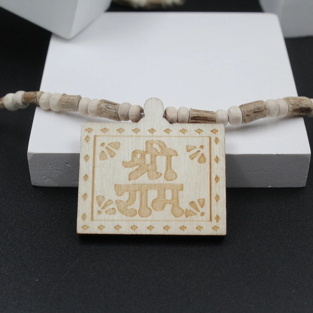 Original Long Size Jai Shree Ram Locket With Black White Round Beads T ...
